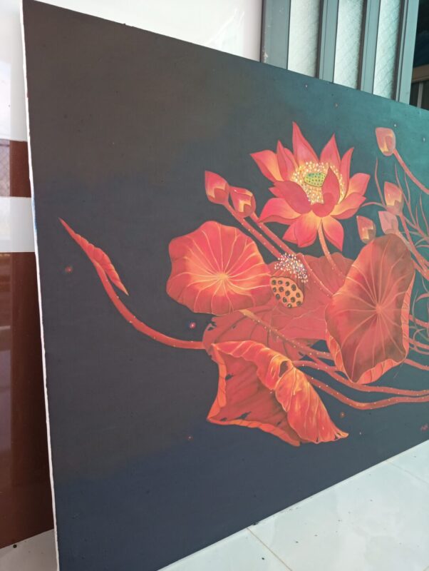 Sen Đỏ 2 - Tranh Sơn Dầu