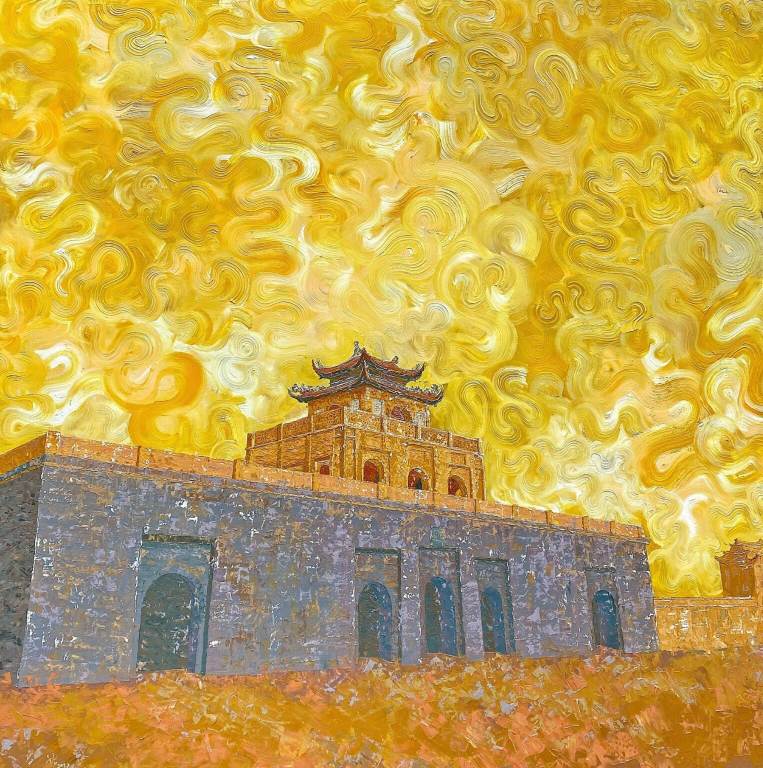 Hoàng thành Thăng Long - Tranh Sơn Dầu